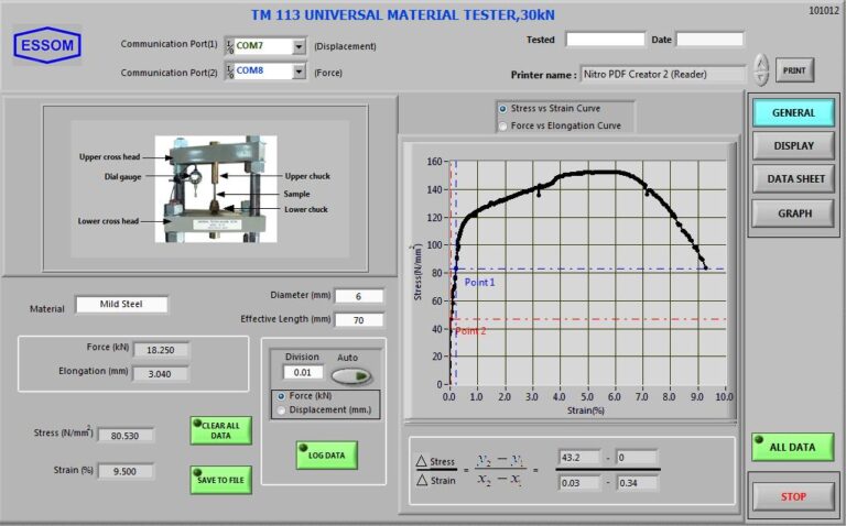 TM113A UNIVERSAL TESTING MACHINE, 30 kN. – ESSOM
